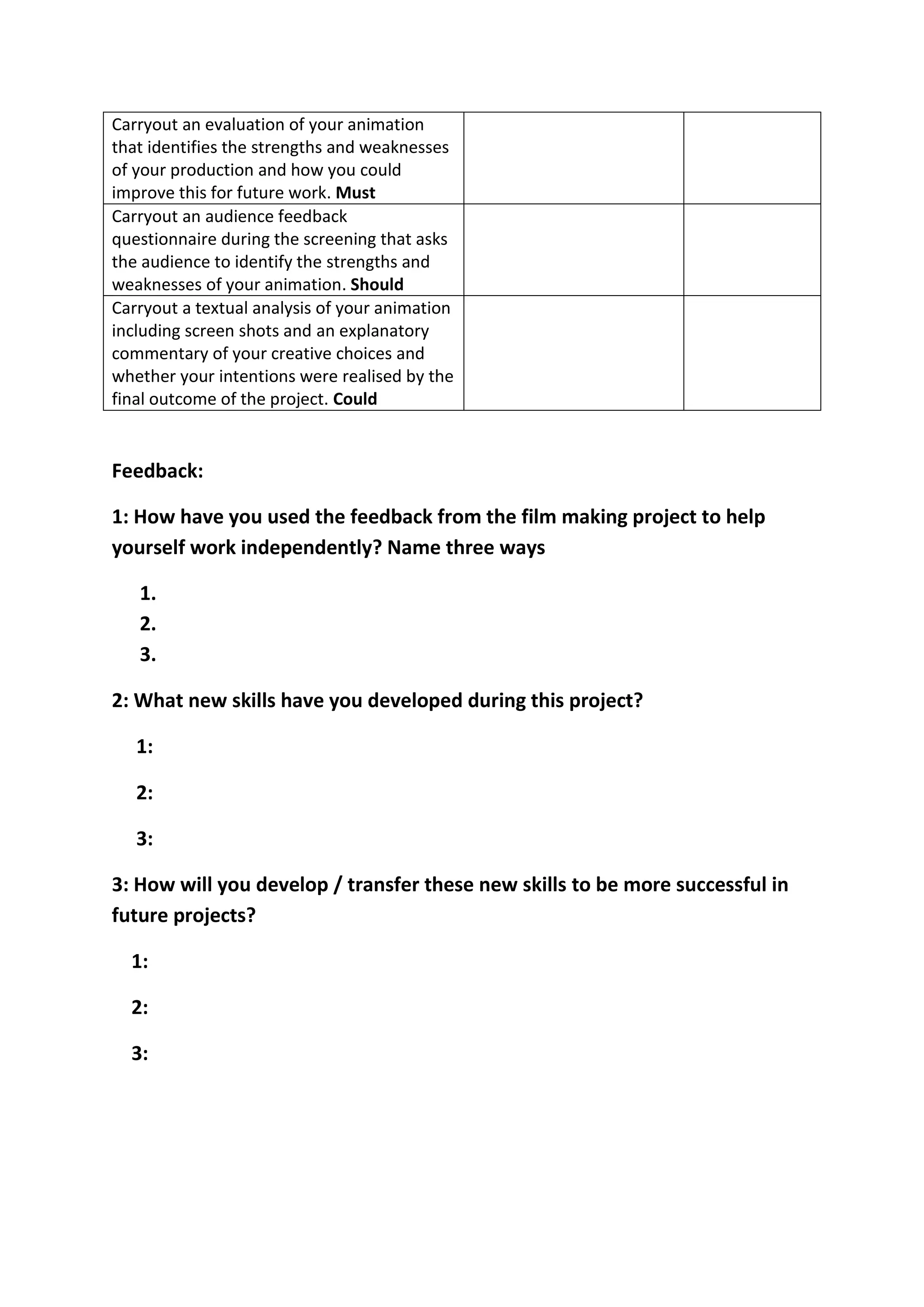 Animation self assessment | DOCX