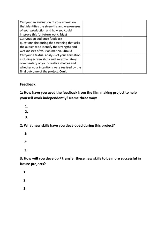 Animation self assessment | DOCX