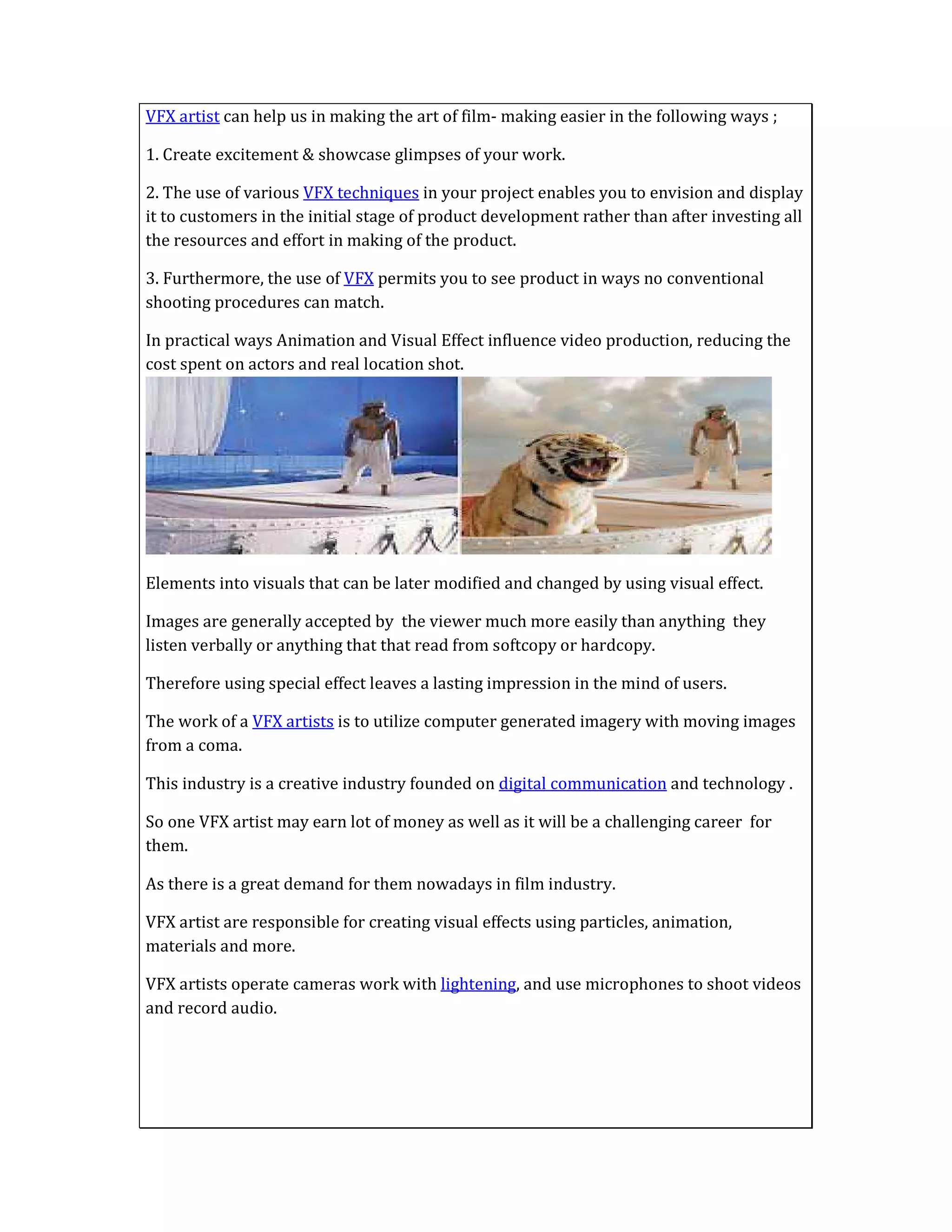 Animation OR Visual Effects Choose The Promising Career | PDF