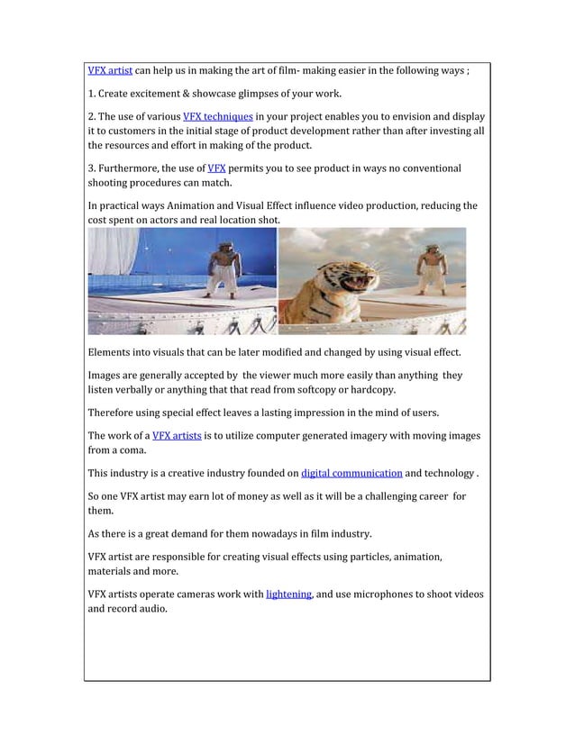 Animation OR Visual Effects Choose The Promising Career | PDF