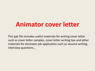 Animator cover letter | PPT