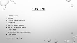 Animatronics | PPTX | Computer Animation | Computer Software and Applications