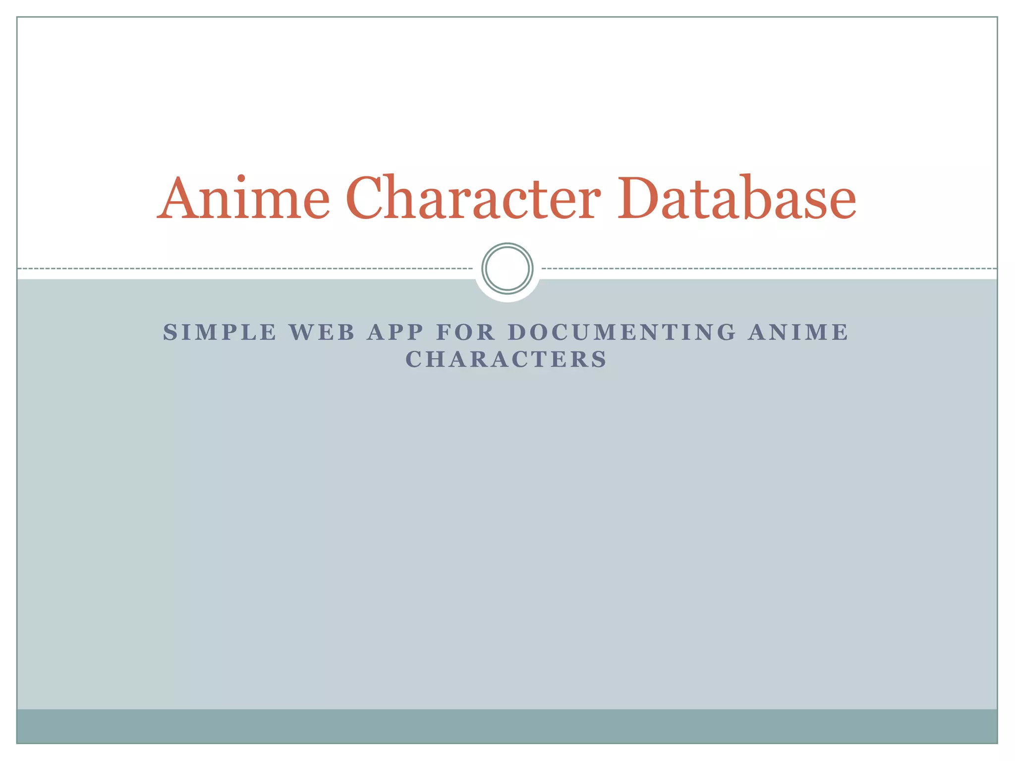 Anime character database | PPT