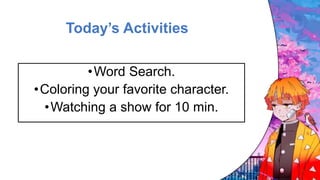 Anime Display for Weekly Passion Hour Club | PPTX