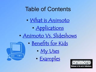 Table Of Contents Examples For Kids
