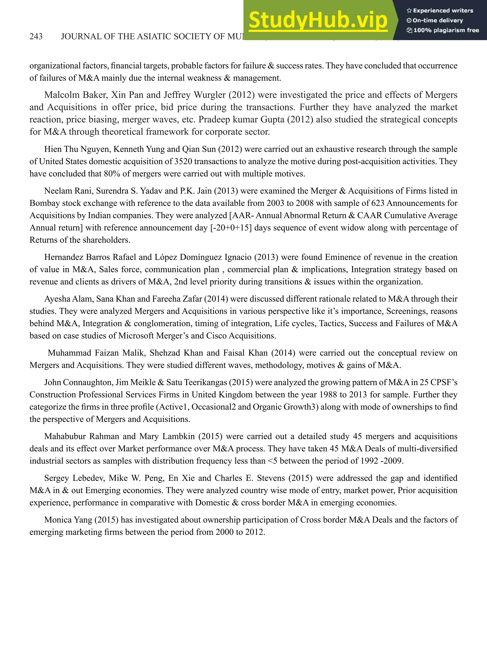 AN IMPACT STUDY SWOT ANALYSIS ON ENTERPRISE MERGERS AND ACQUISITIONS ...