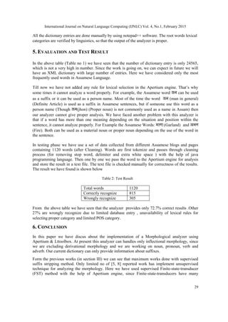 An implementation of apertium based assamese morphological analyzer | PDF
