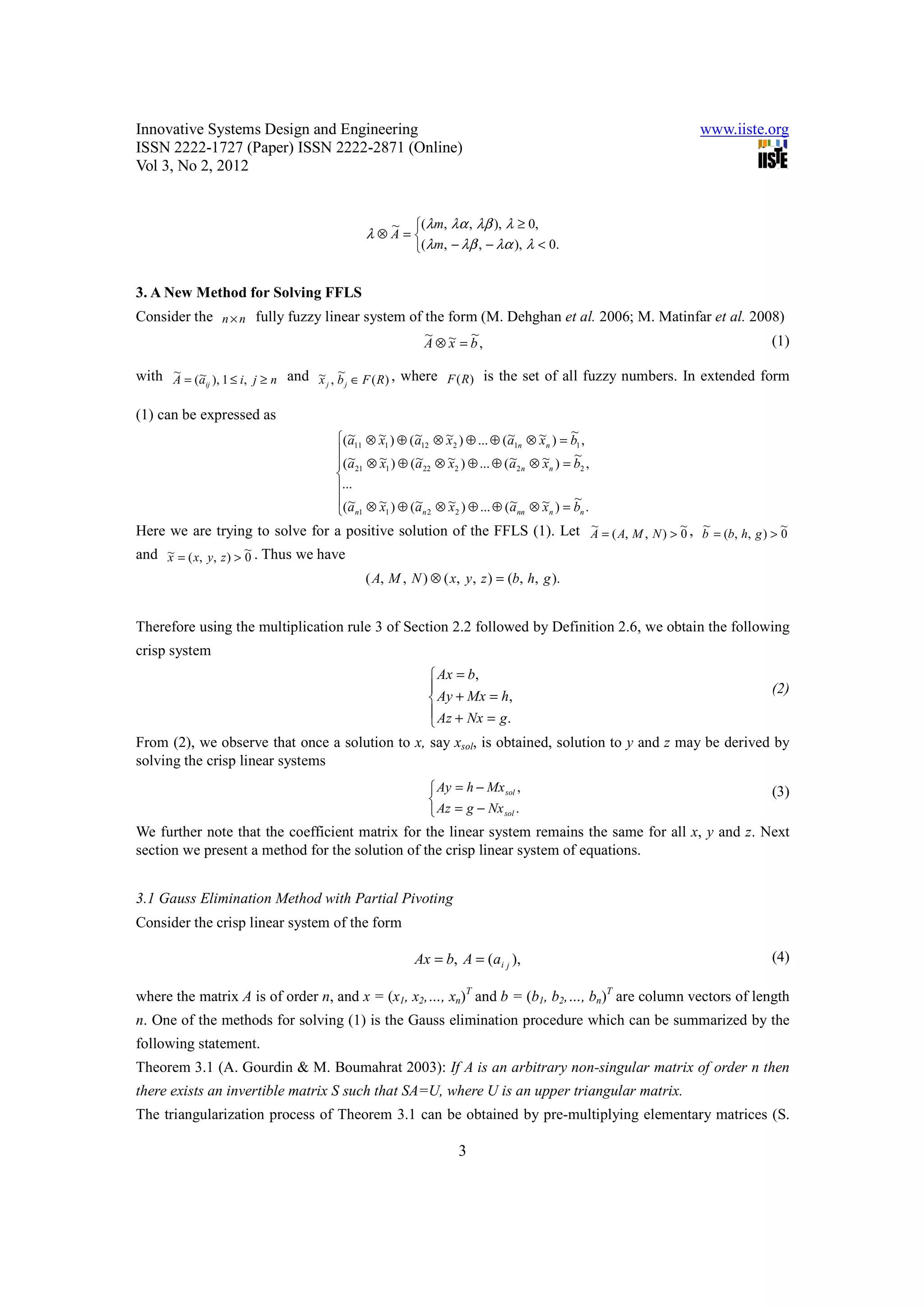 An Implicit Partial Pivoting Gauss Elimination Algorithm For Linear System Of Equations With