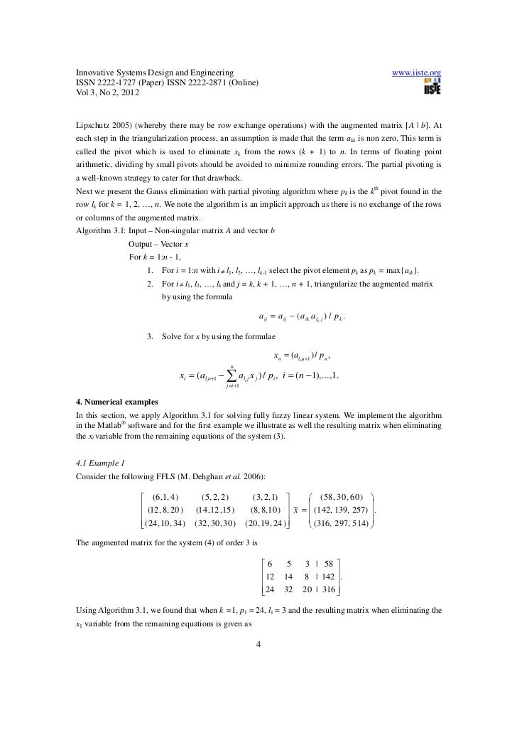An implicit partial pivoting gauss elimination algorithm for linear s…