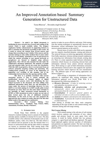 An Improved Annotation Based Summary Generation For Unstructured Data | PDF