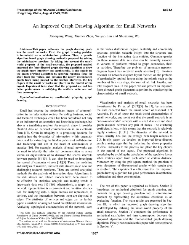An improved graph drawing algorithm for email networks | PDF
