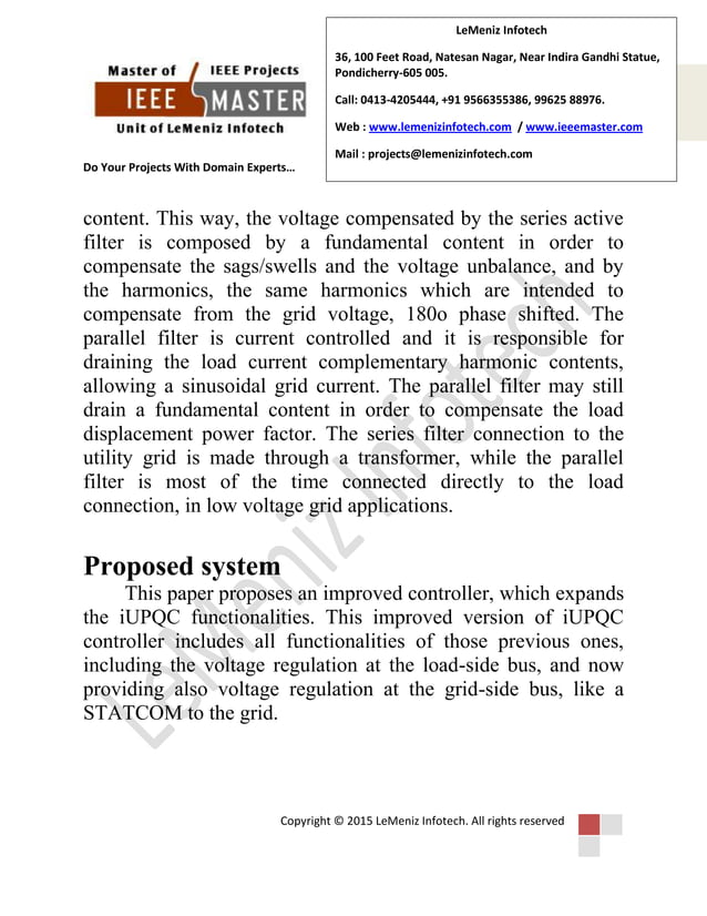 An improved iupqc controller to provide additional grid voltage regulation as a statcom | PDF