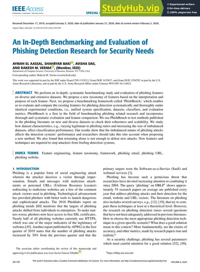 An In-Depth Benchmarking And Evaluation Of Phishing Detection Research For Security Needs | PDF