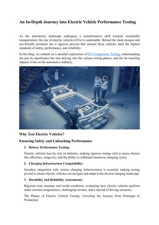 An In-Depth Journey into Electric Vehicle Performance Testing | PDF