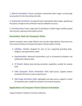 An In-Depth Look at Image Annotation Methods for Computer Vision | PDF