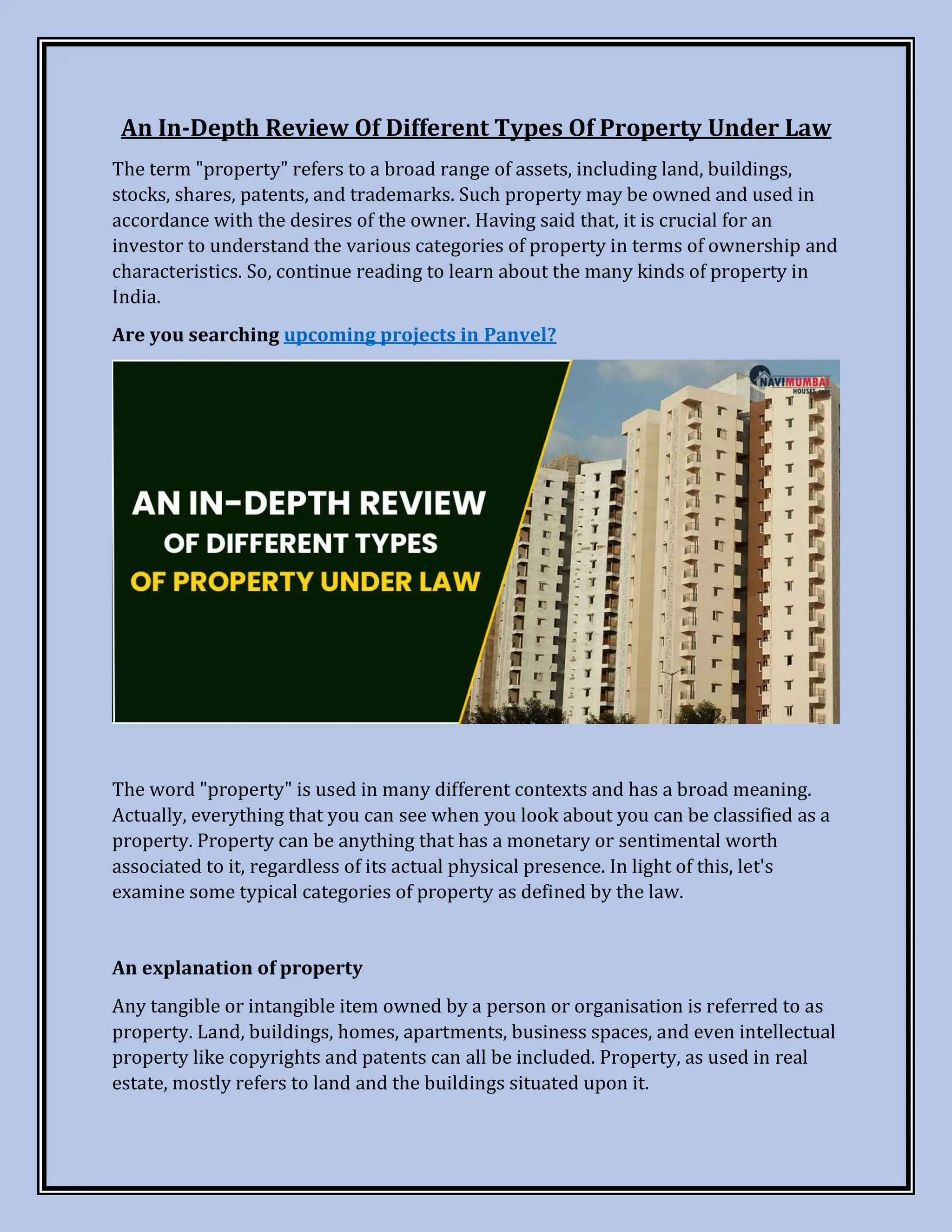 An In-Depth Review Of Different Types Of Property Under Law.pdf | Real ...