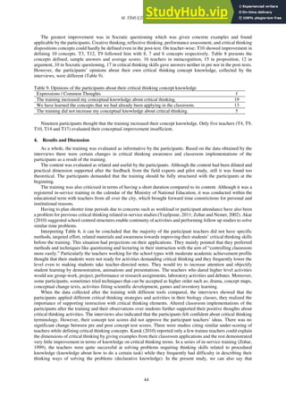 An In-Service Training About Developing Materials Including Critical Thinking Elements | PDF