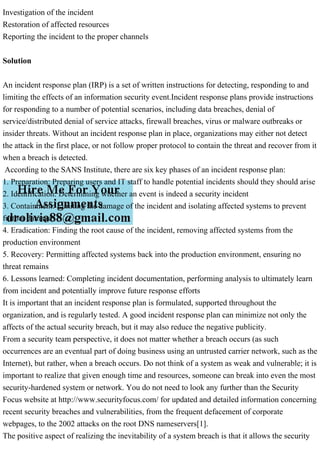 An incident response plan (IRP) is a set of written instructions for.pdf