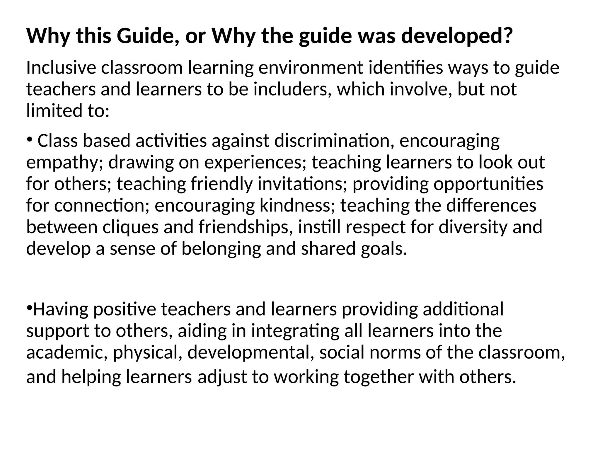 An Inclusive classroom environment Summary.ppt