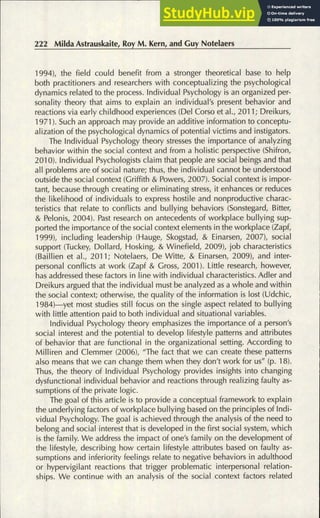 An Individual Psychology Approach To Underlying Factors Of Workplace ...