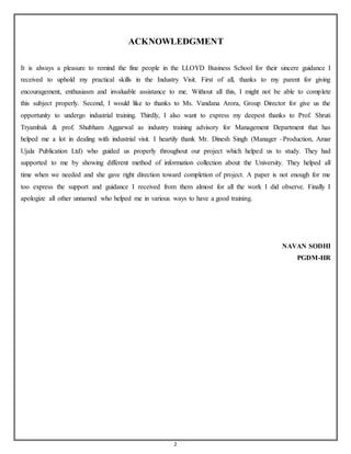 An industrial visit report on amar ujala | DOCX