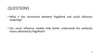 An influence propagation view of page rank | PPTX | Social Networking ...