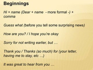 An informal email or letter | PPTX