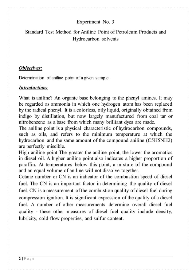 Aniline point determination by-diar ismail | DOCX | Chemistry | Science