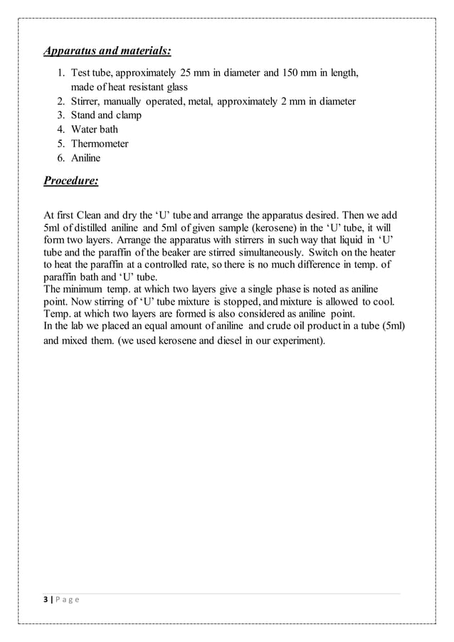 Aniline point determination by-diar ismail | DOCX | Chemistry | Science