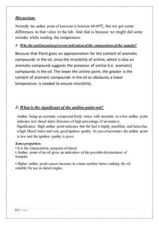 Aniline point determination by-diar ismail | DOCX