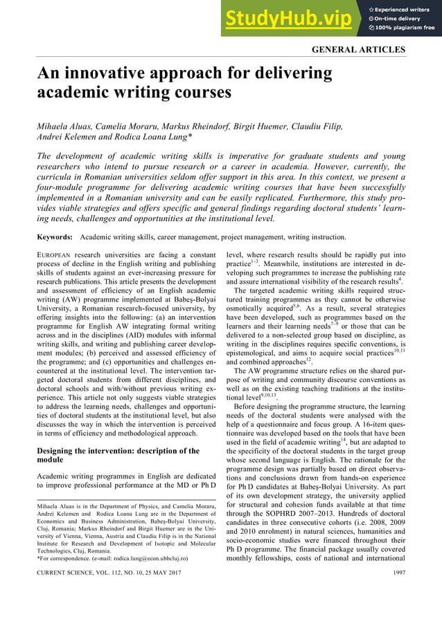 An Innovative Approach For Delivering Academic Writing Courses | PDF
