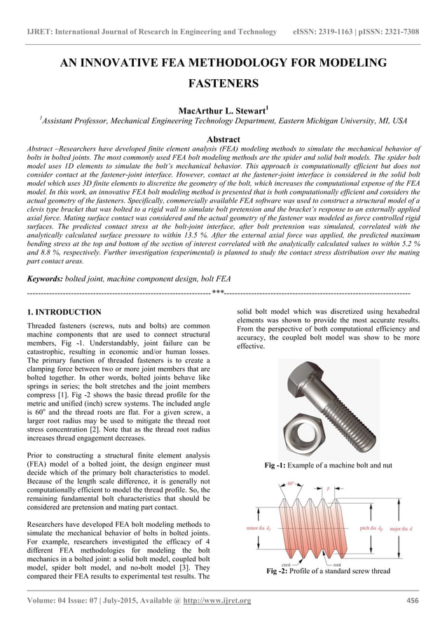 An innovative fea methodology for modeling fasteners | PDF