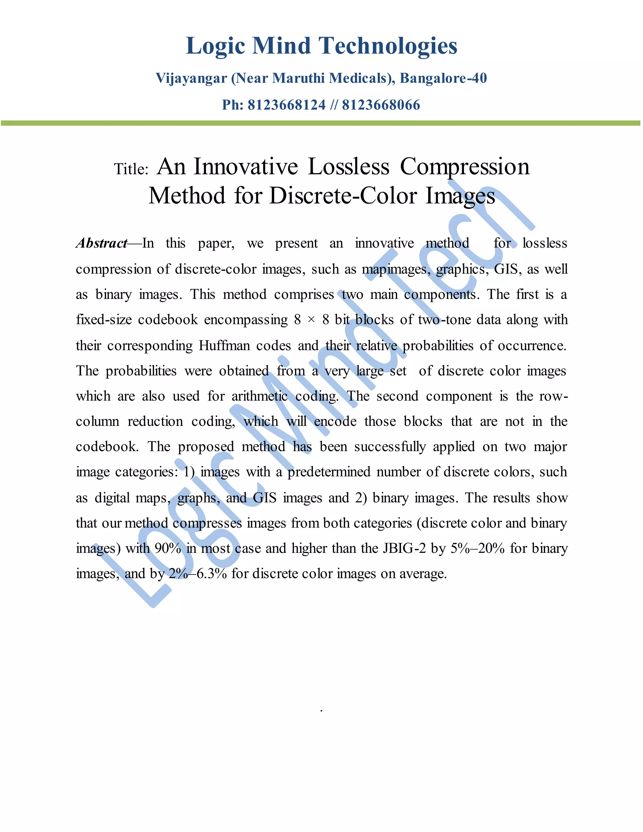 An innovative lossless compression method for discrete color images ...
