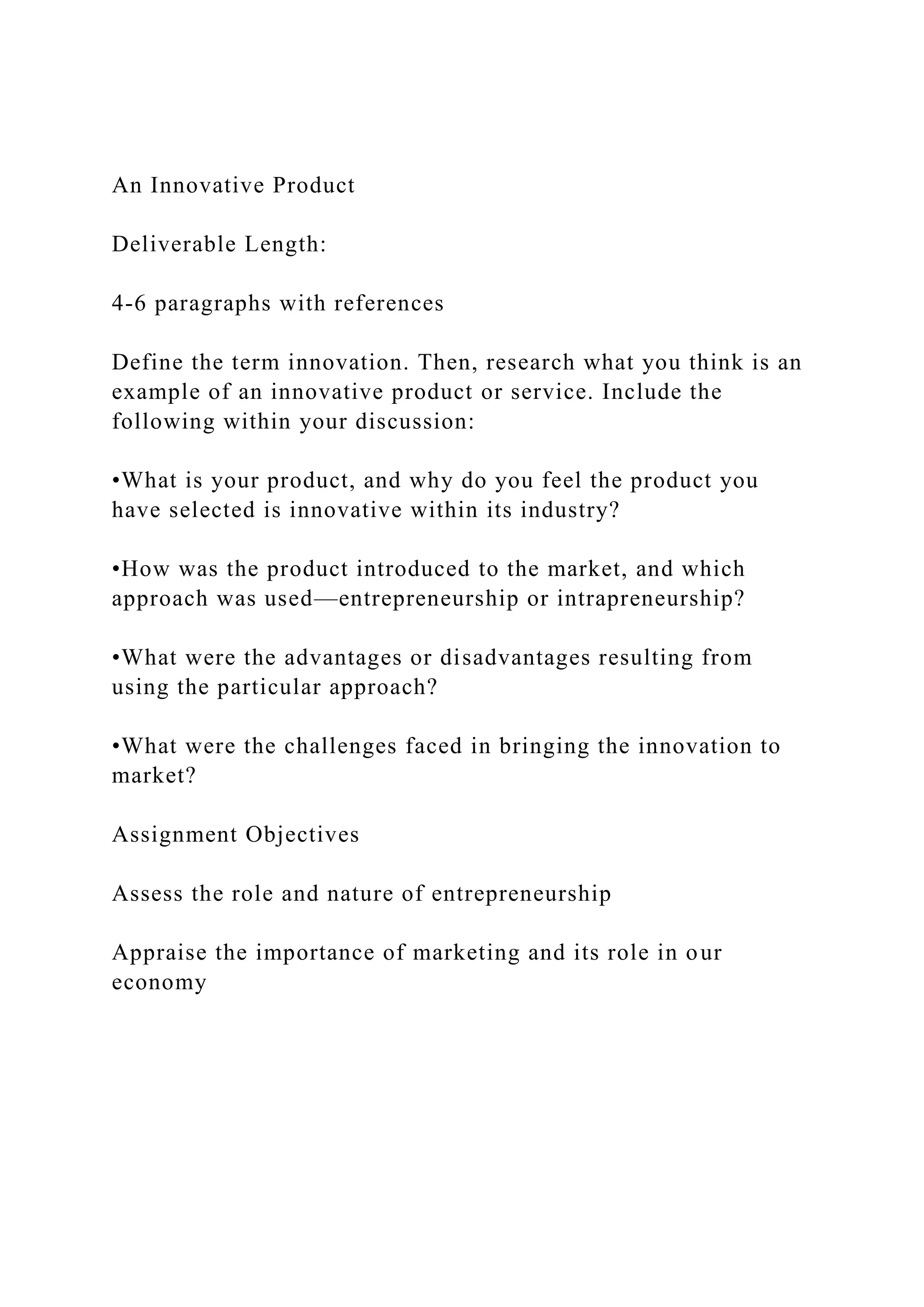An Innovative ProductDeliverable Length4-6 paragraphs wit.docx