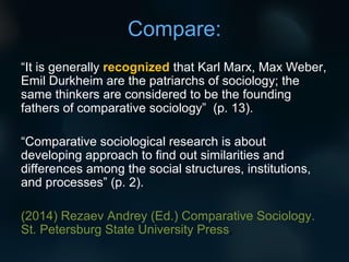An inquiry into comparative sociology | PPT