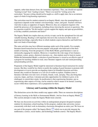An Inquiry Model For Literacy Across The Curriculum | PDF