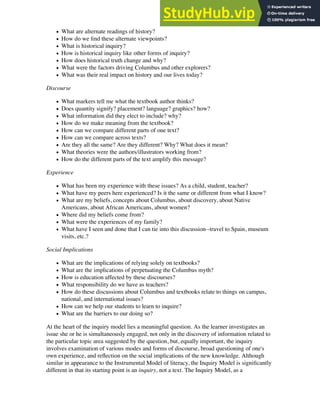 An Inquiry Model For Literacy Across The Curriculum | PDF