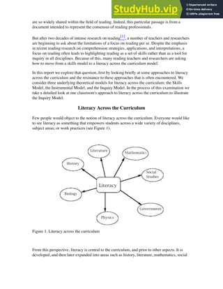 An Inquiry Model For Literacy Across The Curriculum | PDF
