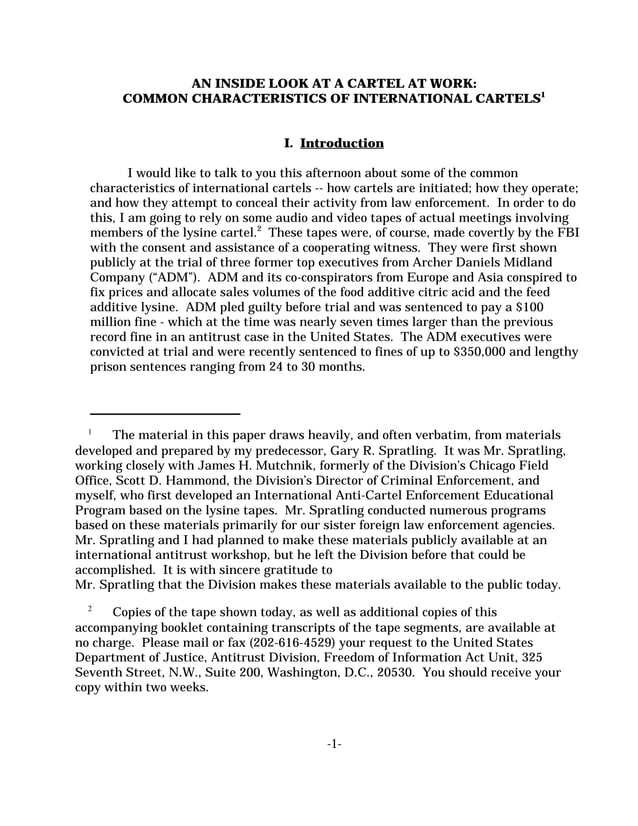 An inside look at a cartel at work common characteristics of international cartels | PDF