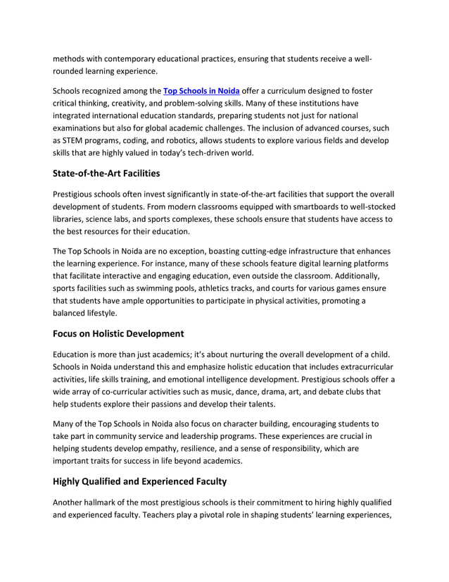 An Inside Look at the Most Prestigious Schools in Your Area | PDF