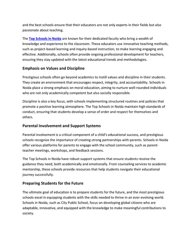 An Inside Look at the Most Prestigious Schools in Your Area | PDF