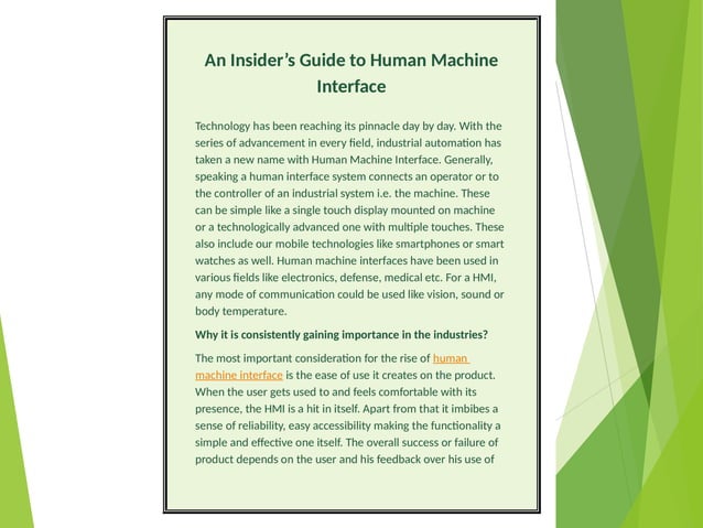 An Insider’s Guide to Human Machine Interface | PPT | Technology & Computing