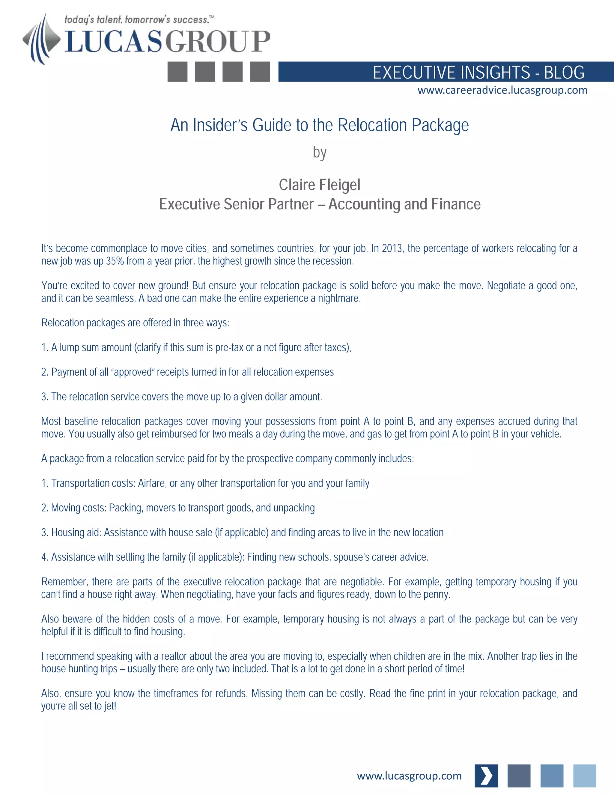 An Insiders Guide to the Relocation Package | PDF