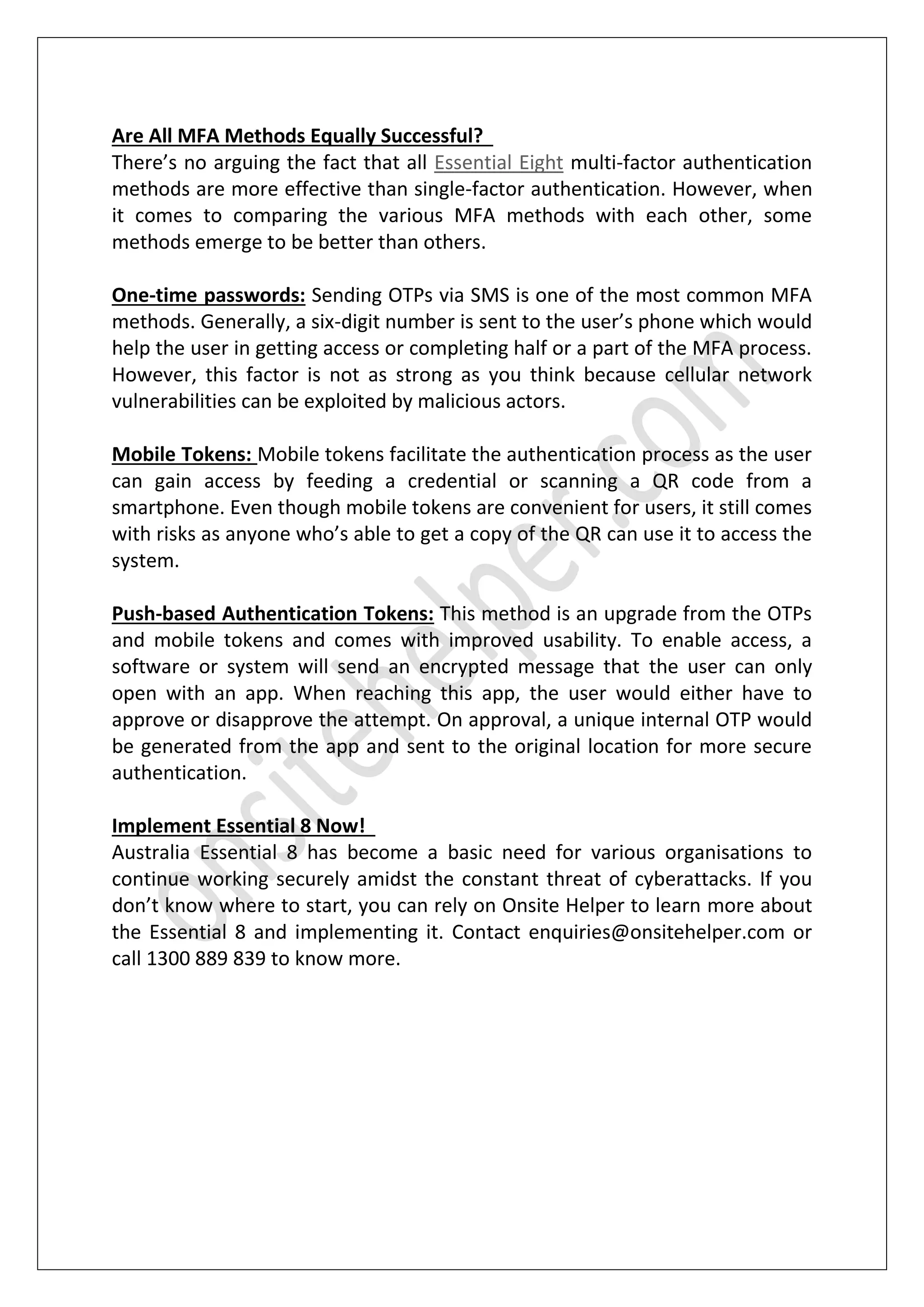 An Insight into Essential Eight’s Multi-Factor Authentication | PDF | Information and Network ...