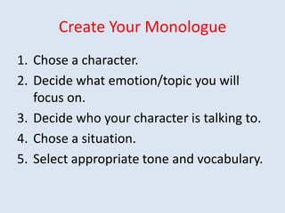 An inspector calls wjec speaking & listening-creating a monologue | PPT