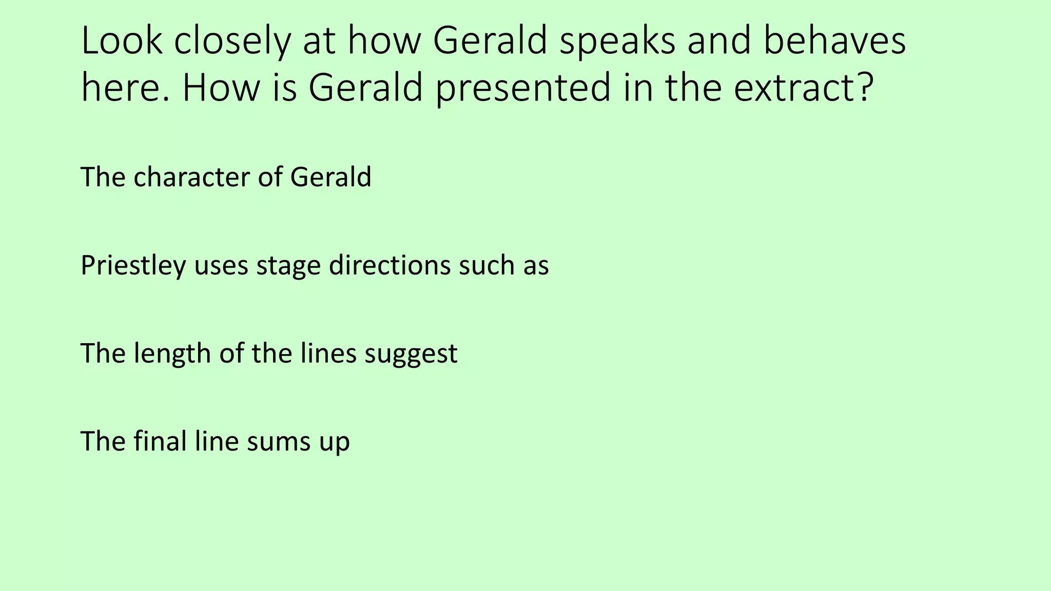 An inspector calls’ jb priestley Gerald extract | PPTX