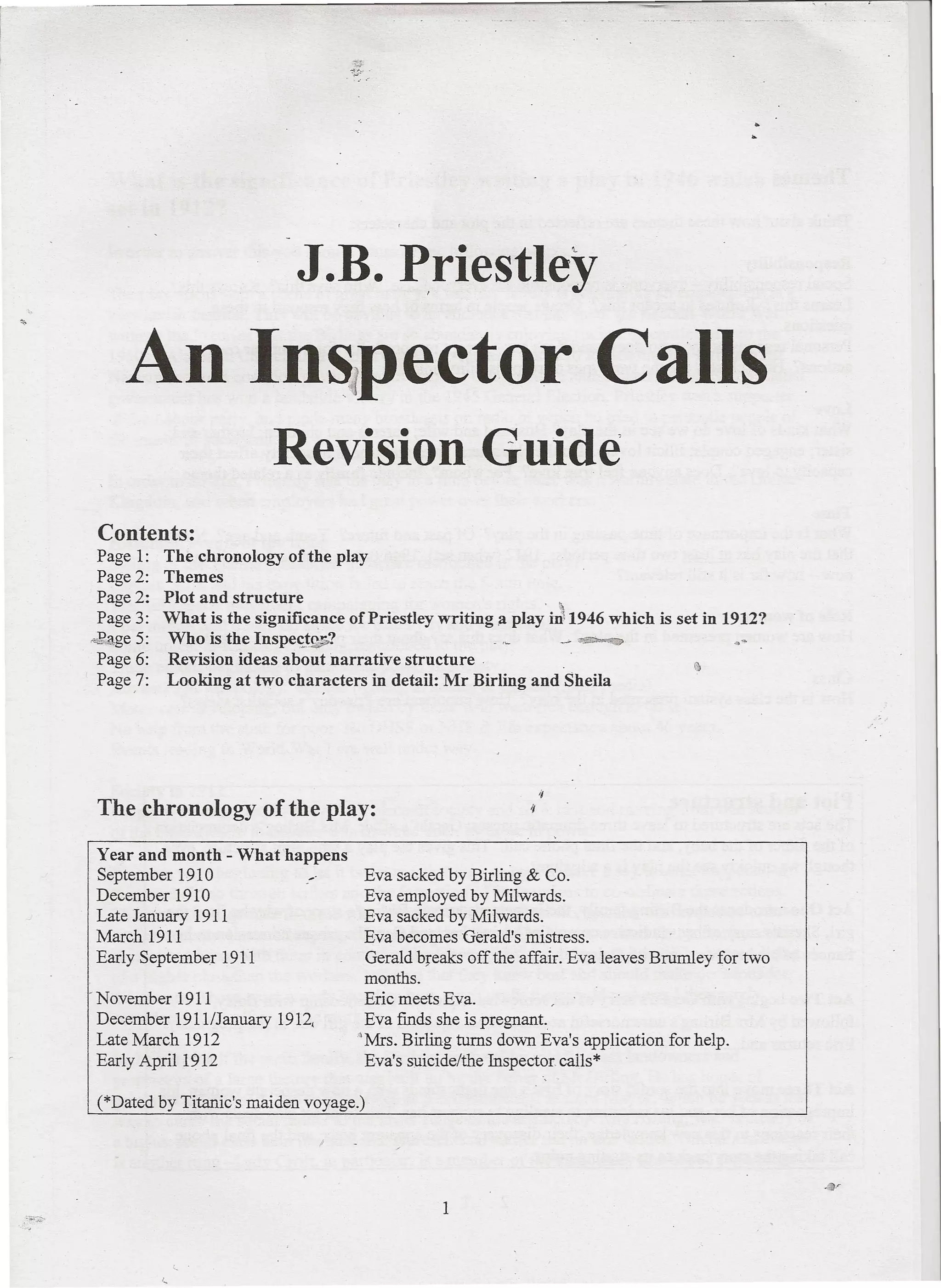 An inspector calls revision guide | PDF