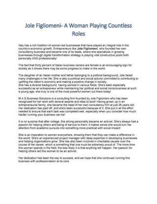 Jole Figliomeni- A Woman Playing Countless Roles | PDF