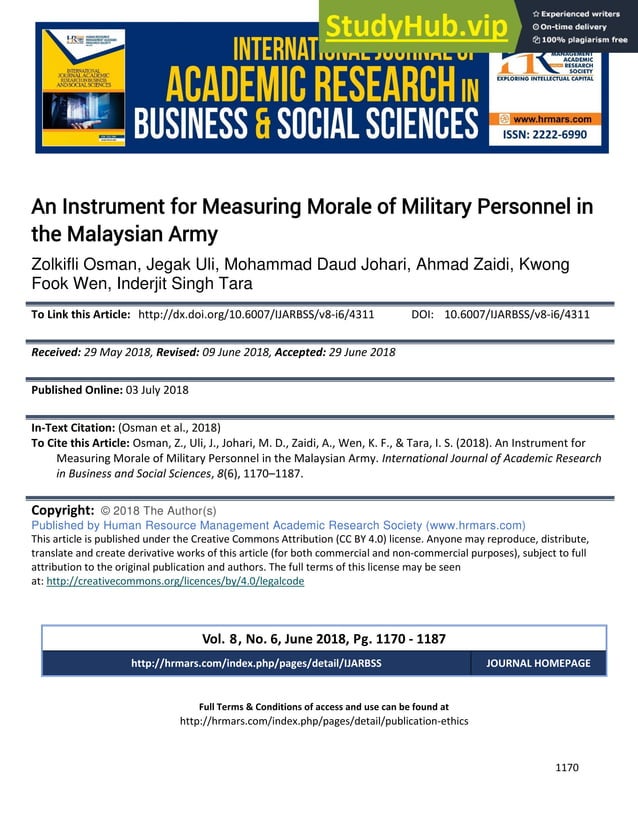 An Instrument For Measuring Morale Of Military Personnel In The ...