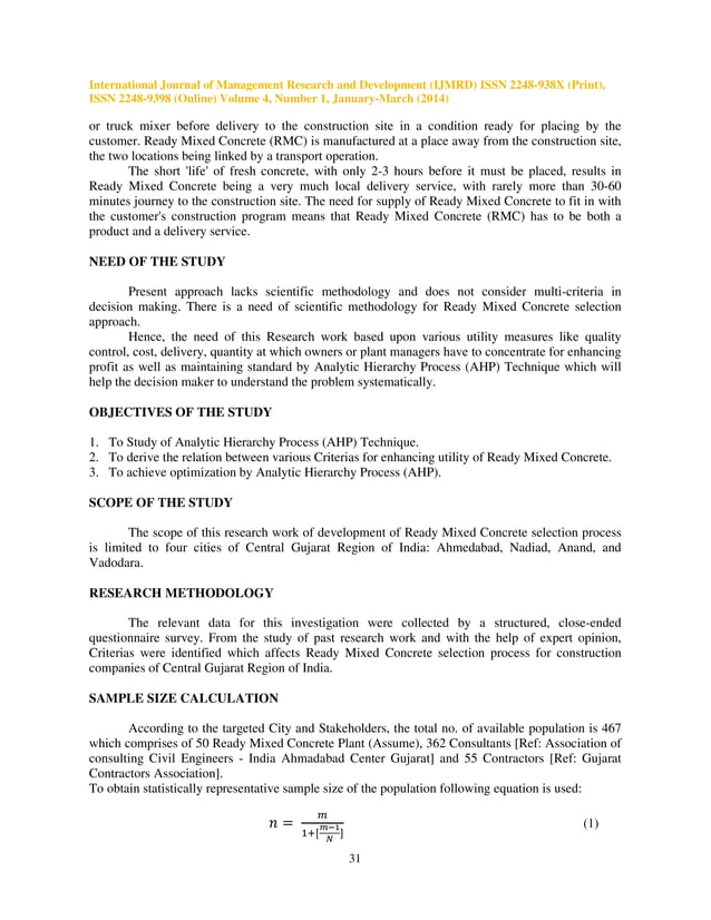 An integrated approach for enhancing ready mixed concrete utility using analytic hierarchy ...